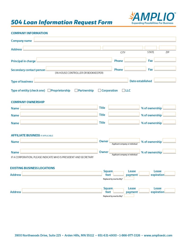 Amplio - SBA 504 Loan Forms